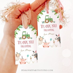Editable Farm Favor Tags Tags Boy Farm Birthday Thank You Tags Barnyard ...