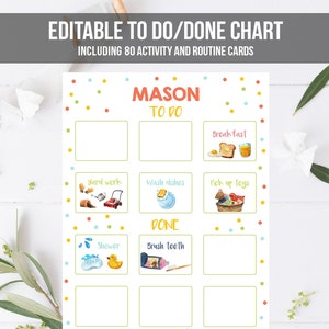 Editable Visual Schedule Kids Daily Routine Chart 80 Cards | Etsy