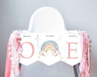 Printable Pastel Rainbow one High Chair Cake - Etsy