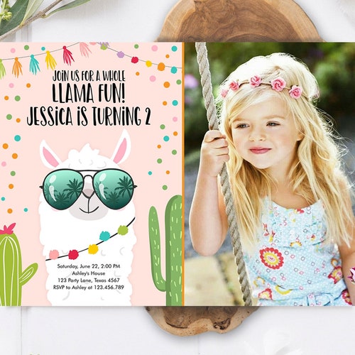 Editable Whole Llama Fun Birthday Invitation Llama Fiesta - Etsy