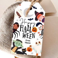 Printable Halloween Gift Tags, Cute Halloween Gift Tags, Kids Halloween ...