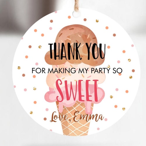 Editable Ice Cream Thank You Tags Round Ice Cream Stickers Ice - Etsy