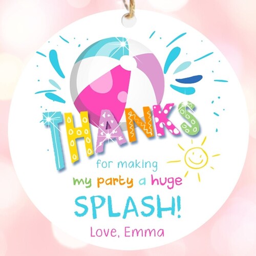Printable Summer Party Gift Tags Beach Birthday Thank You - Etsy
