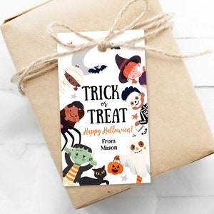 Editable Halloween Favor Tags Boo Gift Tag Costume Party Trick or Treat ...