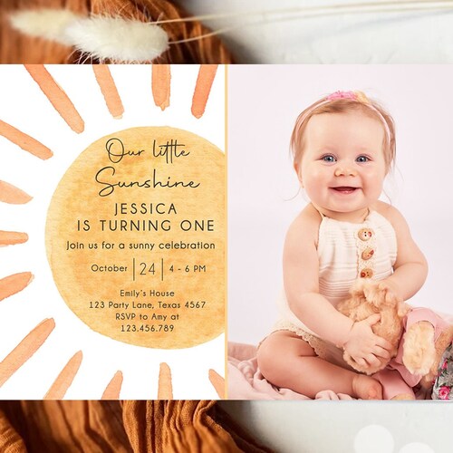 Editable Sunshine Birthday Invitation Template Our Little - Etsy