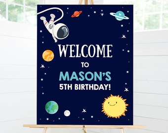 Outer Space Birthday Welcome Sign | Etsy