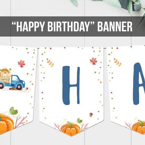 Happy Birthday Banner Boy Pumpkin Truck Birthday Banner Fall - Etsy
