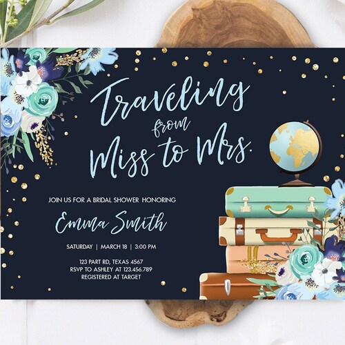 Editable Traveling Miss to Mrs Bridal Shower Invitation - Etsy