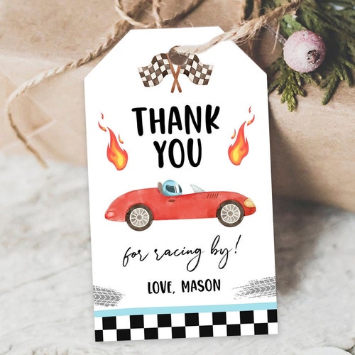 Editable Racing Favor Tags Race Car Birthday Thank You Label - Etsy