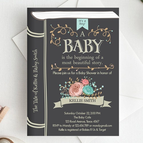 Storybook Stack Baby Shower Invitation Girl Editable Book - Etsy