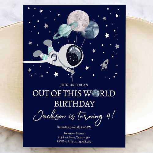 Editable Space Birthday Invitation Out of This World Birthday - Etsy