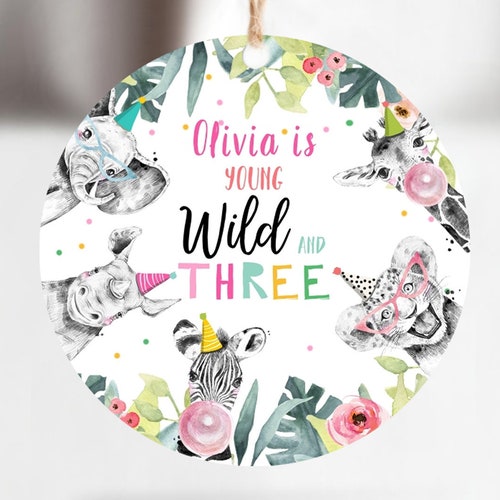 Editable Young Wild and Three Leopard Print Jungle Birthday | Etsy