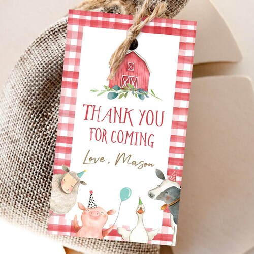 EDITABLE Farm Favor Tags Thank You Tags Gift Tags Farm | Etsy
