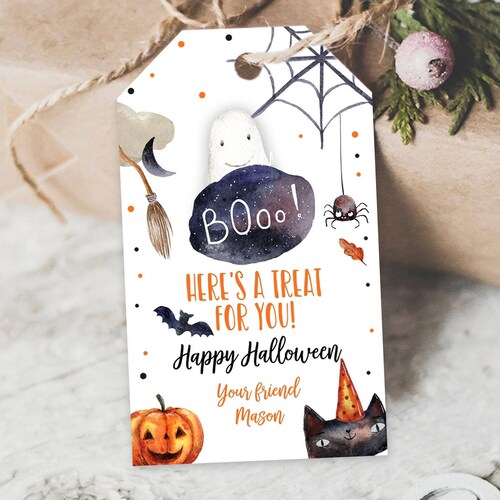 Printable Halloween Favor Tag Template Boo Gift Tags Trick - Etsy