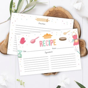 Editable Recipe Cards Kitchen Bridal Shower Stock the Kitchen Retro ...