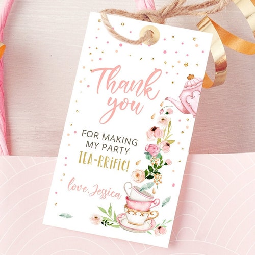 Editable Tea Party Favor Tags Thank You Tea for Two Tags - Etsy