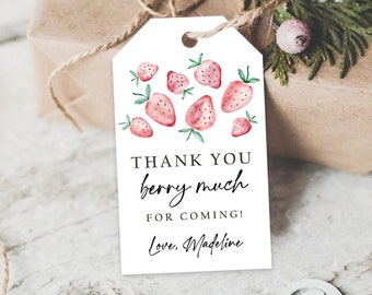 Strawberry Favor Tags Strawberry Thank You Tags Label Berry Much Gift ...