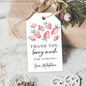 Editable Strawberry Favor Tags Strawberry Birthday Thank You Tags Label ...