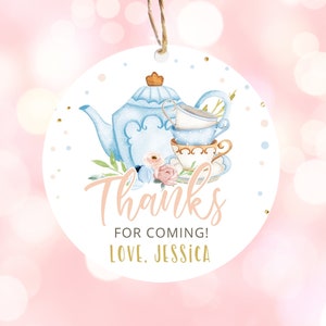 Editable Tea Party Favor Tag Sticker Baby Shower Baby is Brewing Floral ...