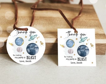 Editable Outer Space Favor Tags Space Birthday Thank You Label Galaxy ...