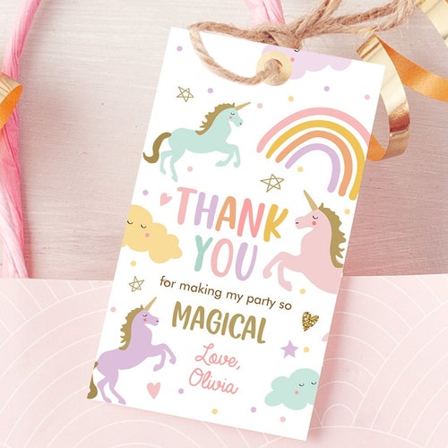 EDITABLE Unicorn Favor Tags Thank You Tags Gift Tags - Etsy