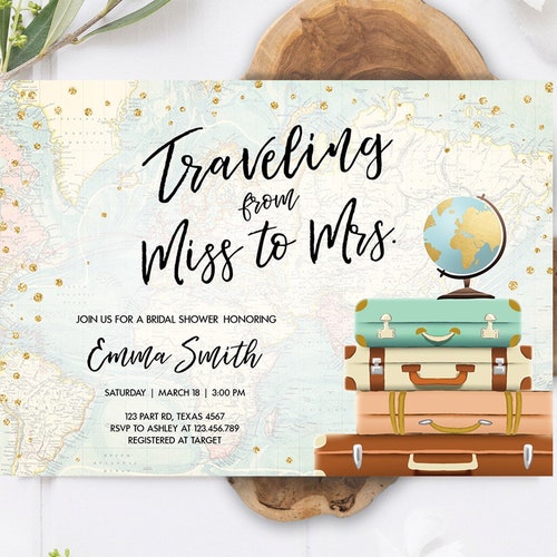 Editable Traveling From Miss to Mrs Invitation Template - Etsy