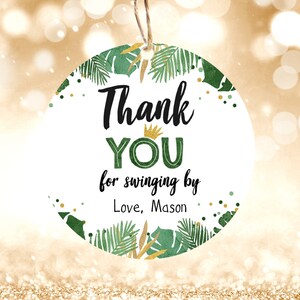 Editable Tropical Safari Favor Tags Thank You Wild One Label Jungle Zoo ...