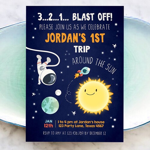 Editable Outer Space Birthday Invitation Rocket Astronaut - Etsy