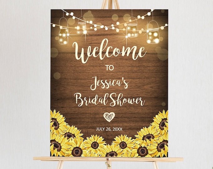 Editable Sunflowers Welcome Sign Rustic Wood Bridal Shower - Etsy