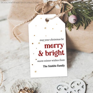 Editable Holiday Gift Tags Christmas Gift Tags Merry & Bright ...