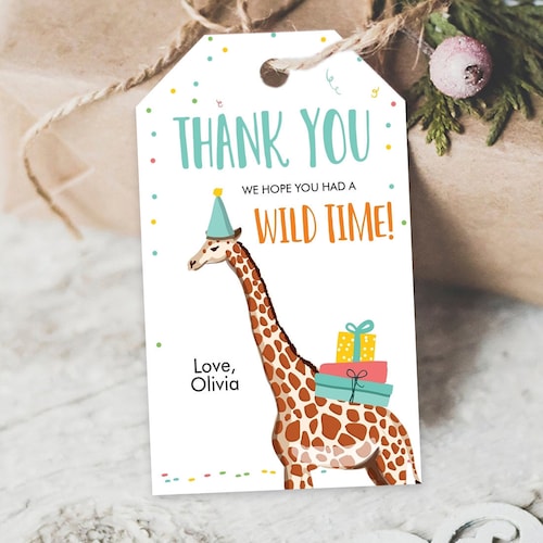 Editable Party Animals Favor Tags Wild One Thank You Tags | Etsy