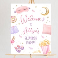 Editable Sleepover Tent Party Welcome Sign - Pink Tee-pee Tent Slumber ...