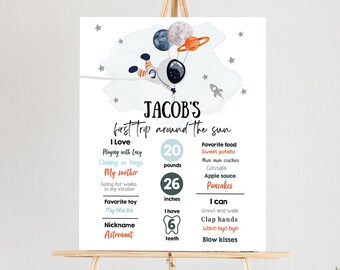 Editable Outer Space Birthday Milestones Sign Trip Around the Sun Boy ...