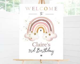Editable Rainbow Welcome Sign Rainbow Birthday Modern Earth - Etsy