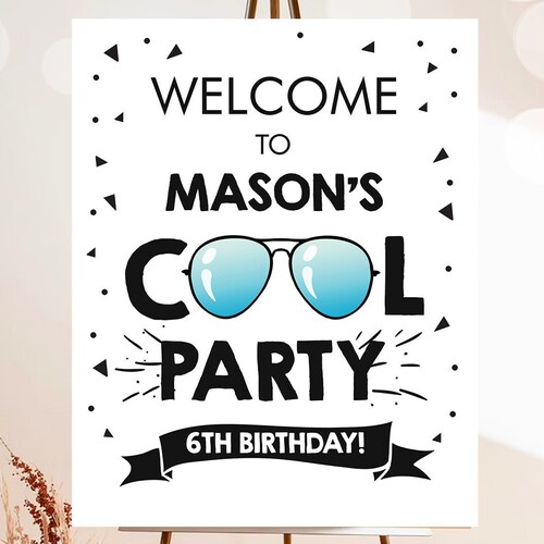 Editable Sunglasses Two Cool Birthday Milestones Sign - Etsy