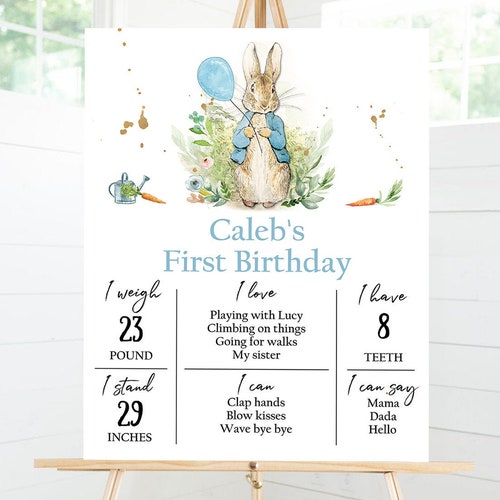 Peter Rabbit EDITABLE Birthday Milestone Sign Printable - Etsy