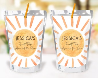 Editable Sunshine Juice Pouch Label Juice Favors Watercolor Birthday ...