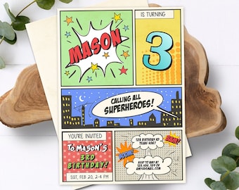 Editable Superheroes Birthday Invitation, Superhero Birthday Invite ...