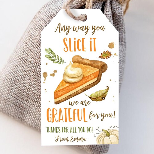 Editable Thanksgiving Gift Tags Grateful Pumpkin Pie Tag | Etsy
