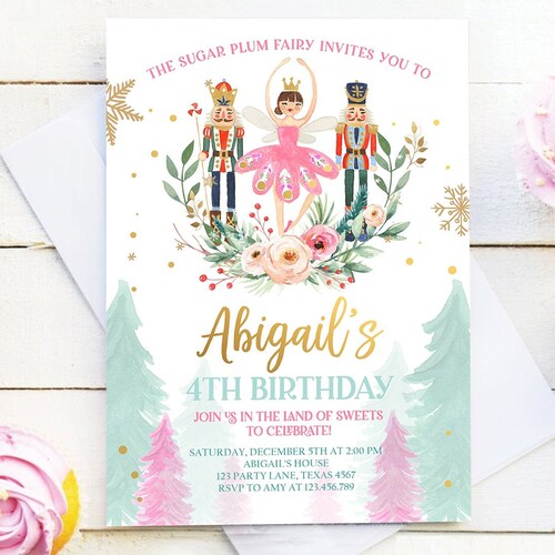 Editable Nutcracker Birthday Invitation Sugar Plum Fairy Etsy