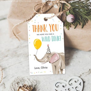 Editable Party Animals Favor Tags Wild One Thank You Tags Safari ...