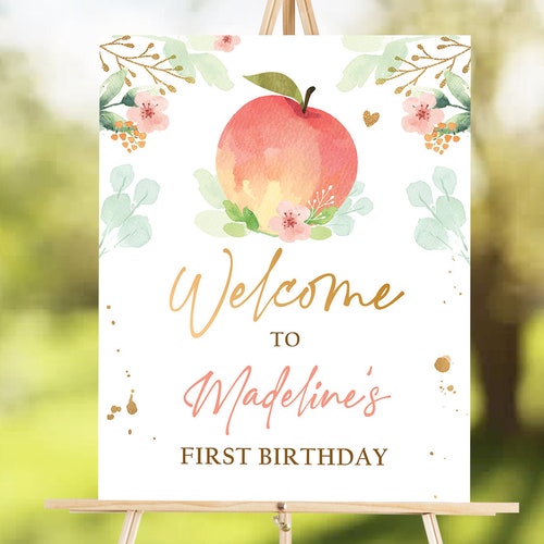 Editable Peach Birthday Milestones Sign Sweet as a Peach First - Etsy