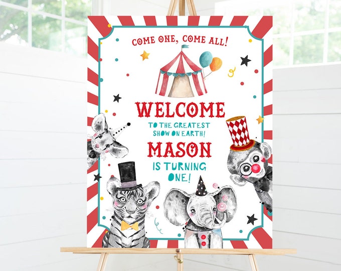 Carnival Circus Birthday Sign, Circus Birthday Welcome Sign Circus Sign ...