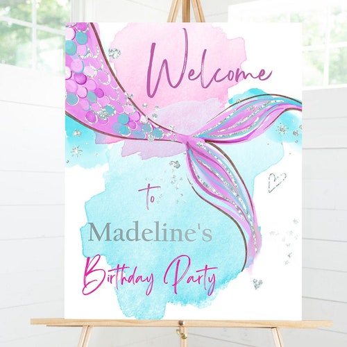 Editable Mermaid Birthday Welcome Sign Baby Shower Under the - Etsy