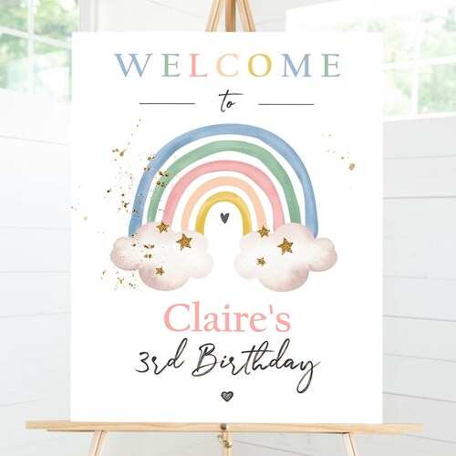 Editable Rainbow Welcome Sign Rainbow Birthday Modern Earth - Etsy