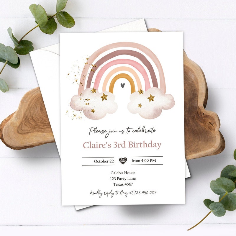 Rainbow Invitation - Etsy