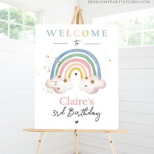 Editable Rainbow Welcome Sign Rainbow Birthday Modern Earth Tones Boho ...
