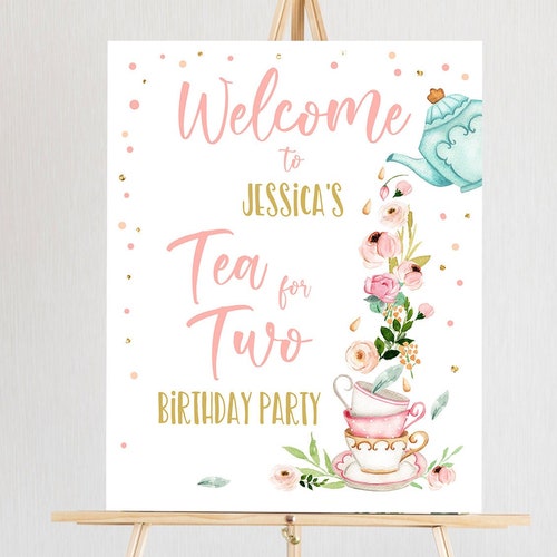 Editable Birthday Tea Party Welcome Sign Birthday Par-tea | Etsy