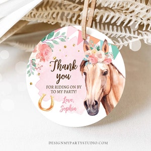 Editable Cowgirl Favor Tags Horse Birthday Party Favor Thank You ...
