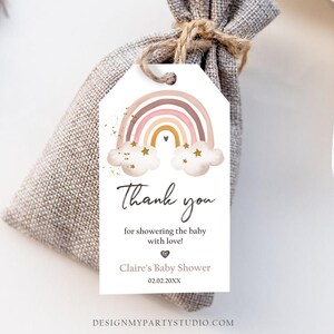 Editable Rainbow Favor Tags Rainbow Baby Shower Thank You Tags - Etsy